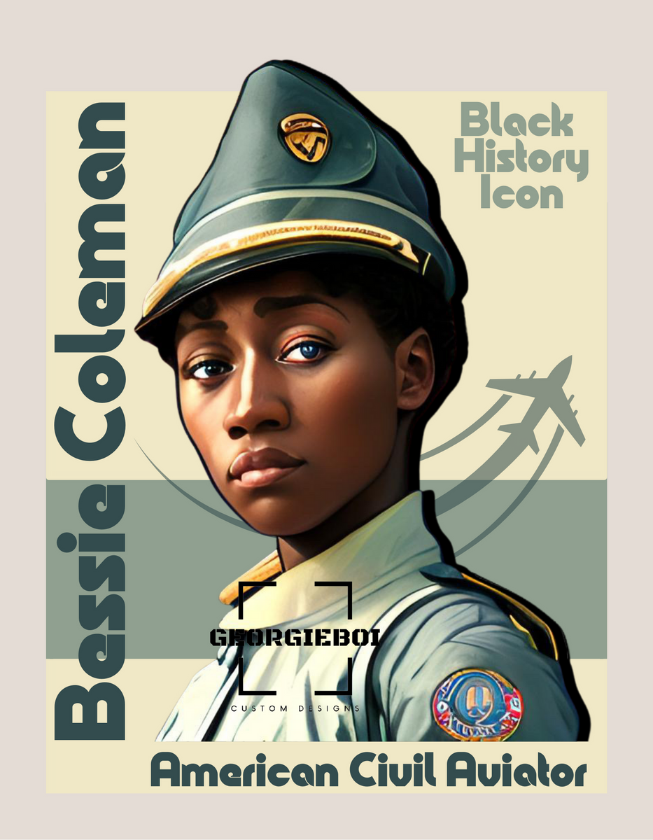 Black History Month Bessie Coleman Tribute - PNG Instant Download ...
